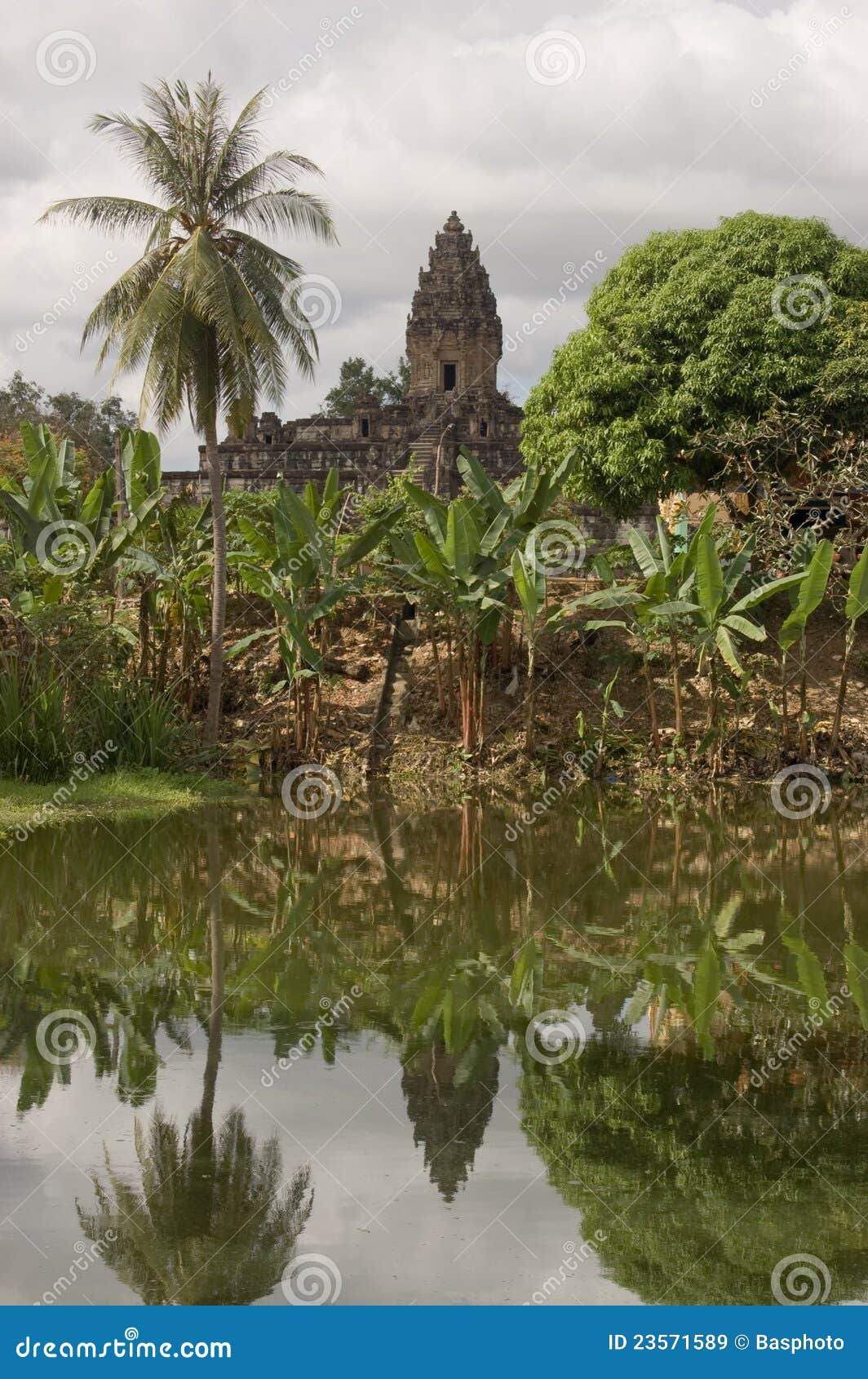 Bakong Temple Moat, Angkor, Cambodia Stock Image - Image of cambodia ...
