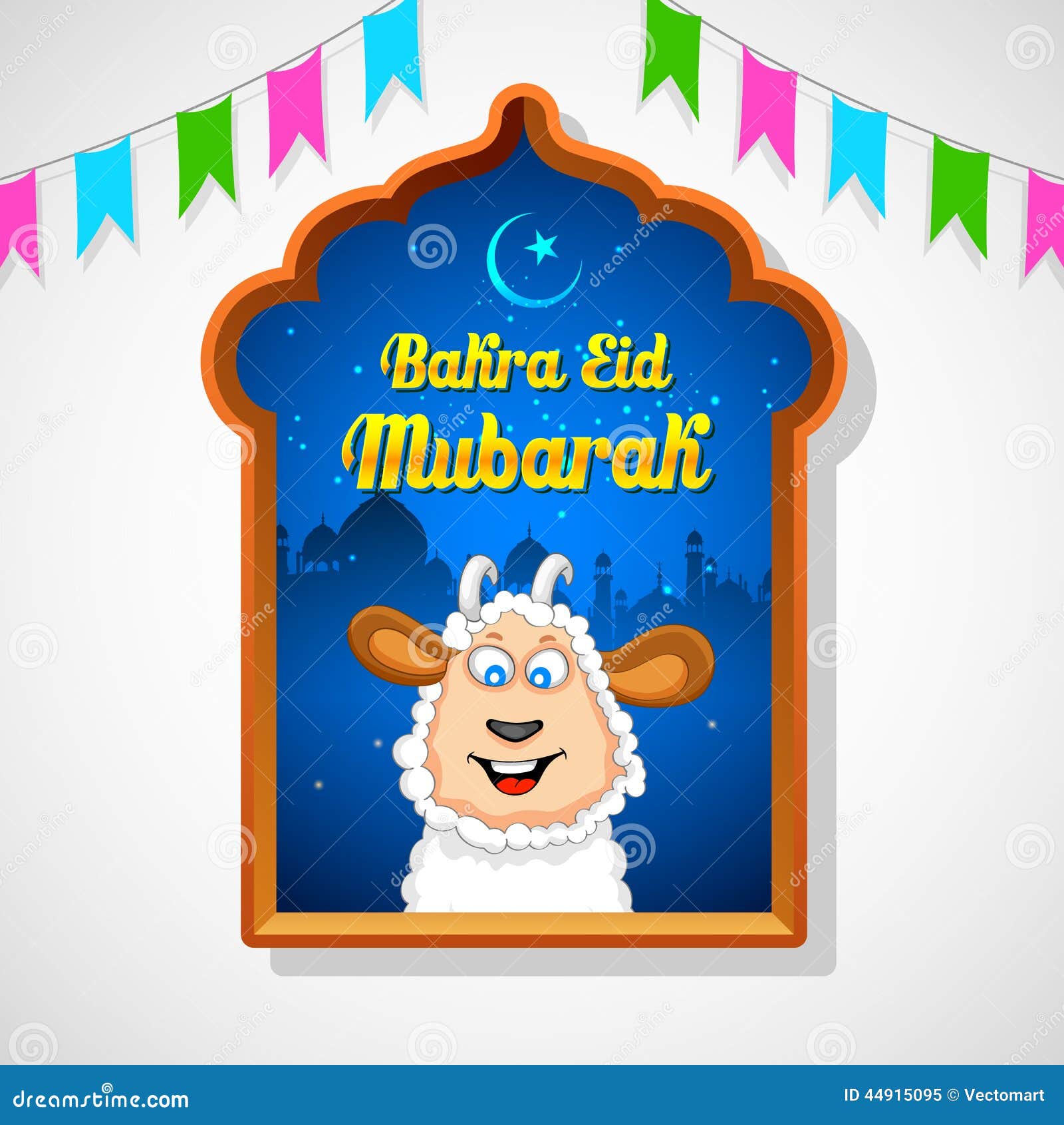 Bakra Eid Mubarak Muslim Festival Banner Cartoon Vector | CartoonDealer ...