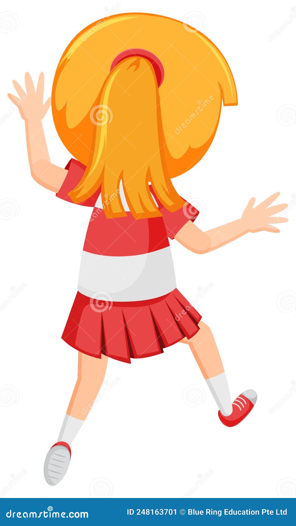 Baksida Av En Liten Tecknad Flicka Vektor Illustrationer - Illustration ...