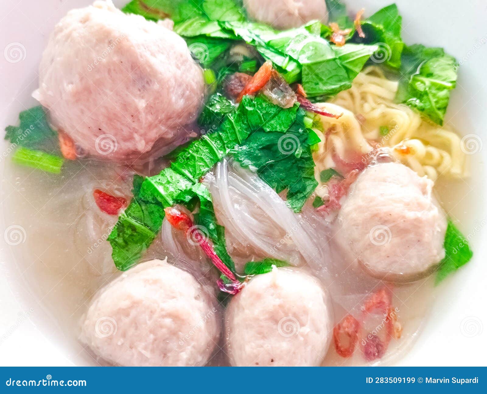 Bakso, a Meatball Soup from Indonesia. Stock Image - Image of vegetable ...