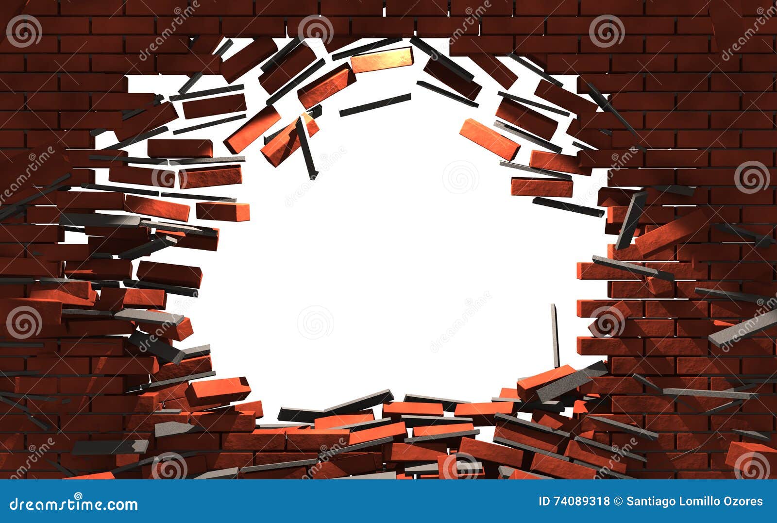 Bakstenen gebroken muur stock foto. Image of onderaan - 74089318