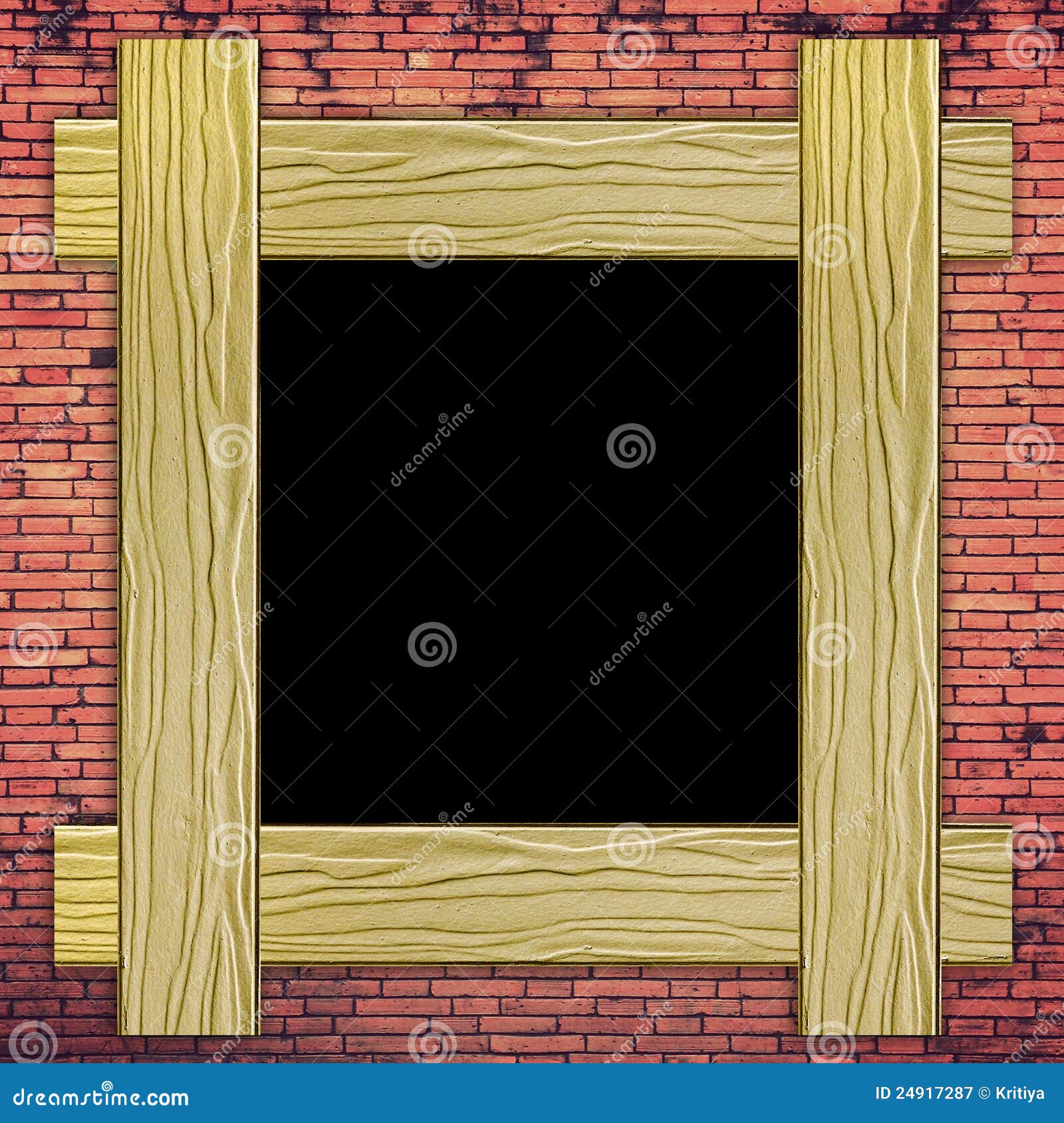 Bakstenen Muur Met Houten Frame Stock Afbeelding - Image of nave ...