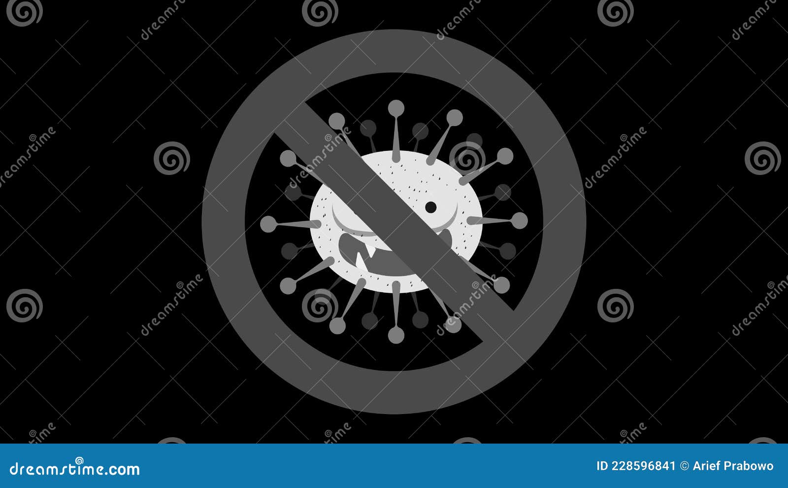 Illustration Vector Graphic of No Bacteria Sign with Cute Cartoon Germ ...