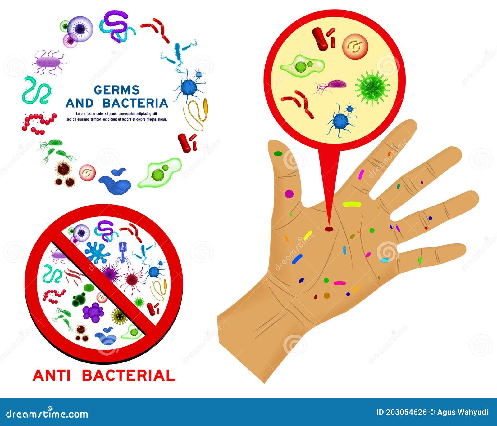 Set of Realistic Bacteria or Various Microscopic Virus and Germs or ...