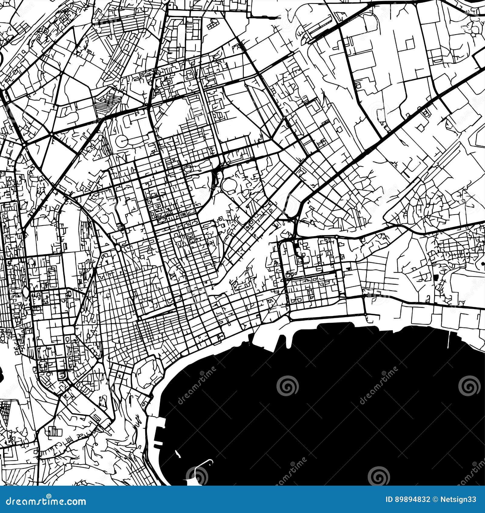 Baku Azerbaijan Vector Map Stock Vector Illustration Of Roads 89894832