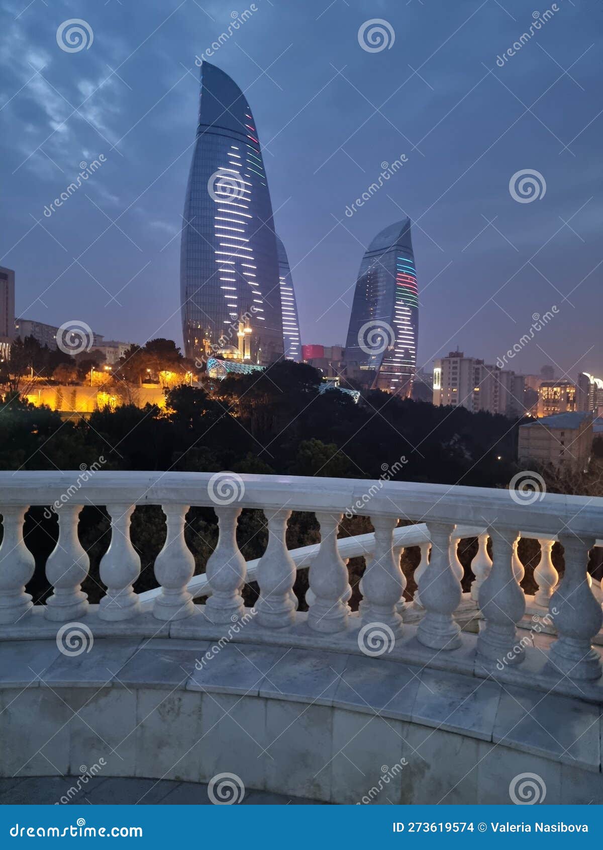 Baku Flame towers at night stock photo. Image of baku - 273619574