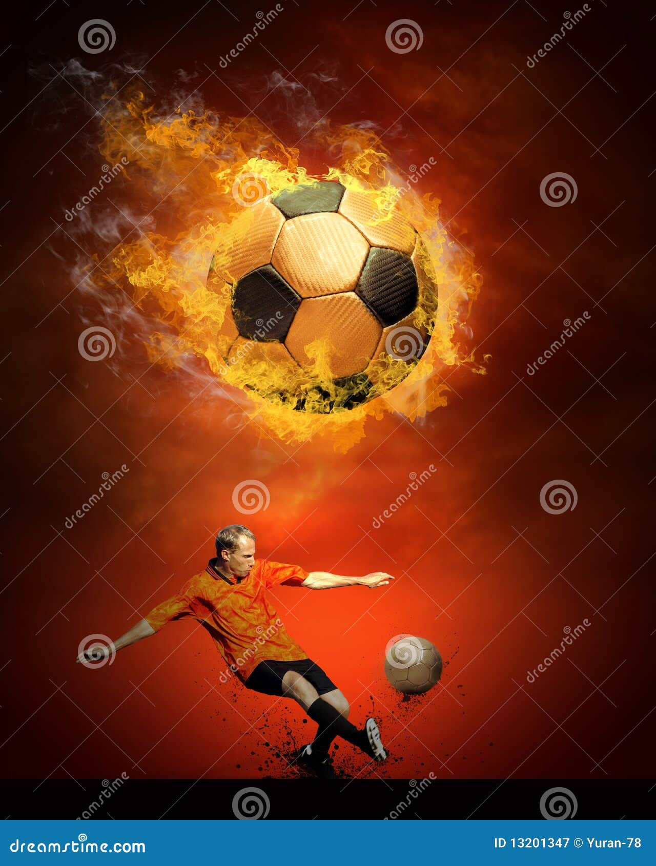 Balón de fútbol caliente imagen de archivo. Imagen de central - 13201347