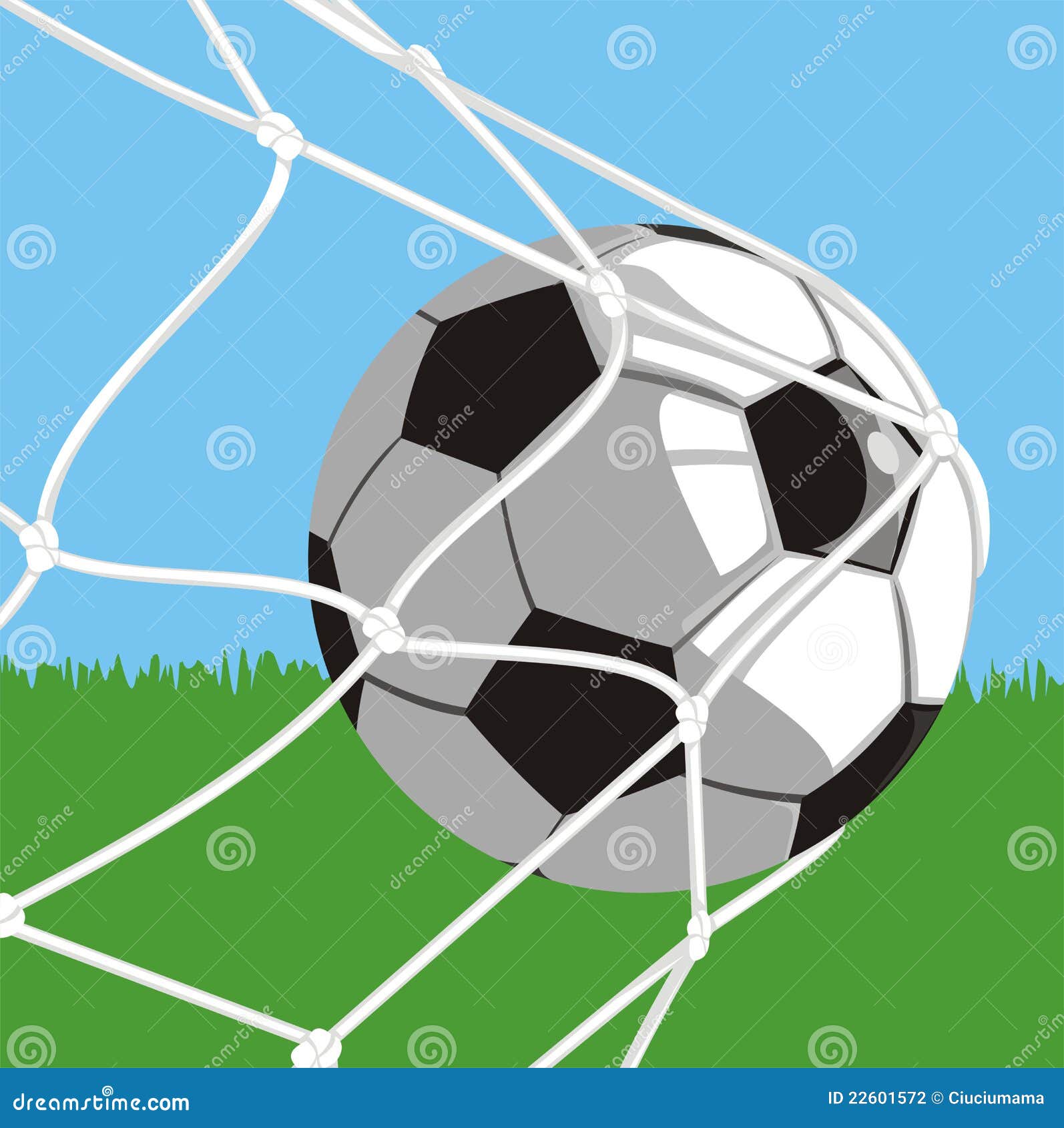 Bal in doel - voetbal vector illustratie. Illustration of schop - 22601572