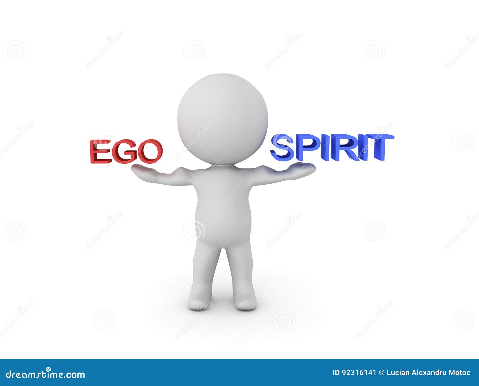 Balacing Ego Und Geist Des Charakters 3D Stock Abbildung - Illustration ...