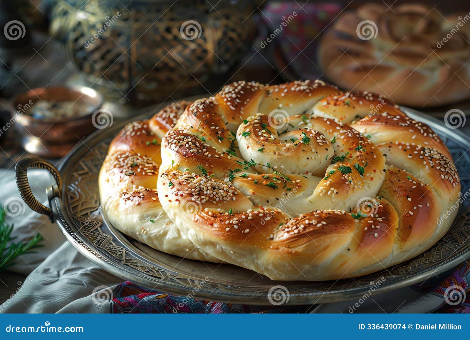 Baladi Bread Islamic Arabic Food Stock Illustration - Illustration of ...