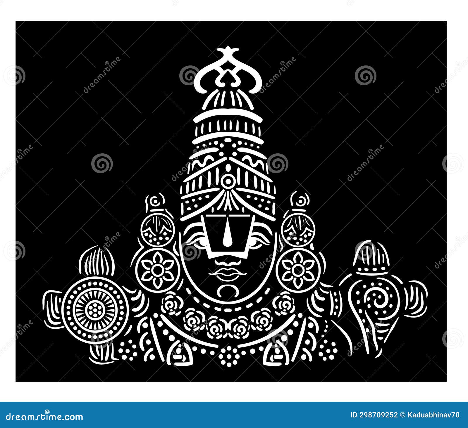 Lord Tirupati Balaji Line Vector Sketch Stock Vector - Illustration of ...