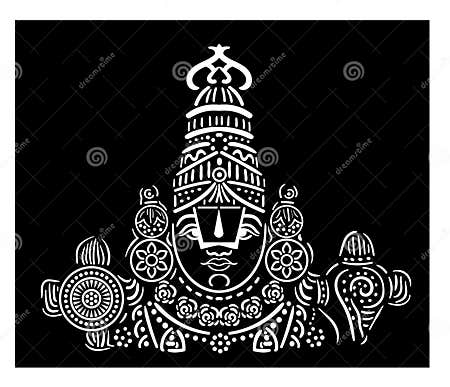 Lord Tirupati Balaji Line Vector Sketch Stock Vector - Illustration of ...