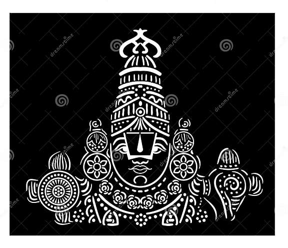 Lord Tirupati Balaji Line Vector Sketch Stock Vector - Illustration of ...