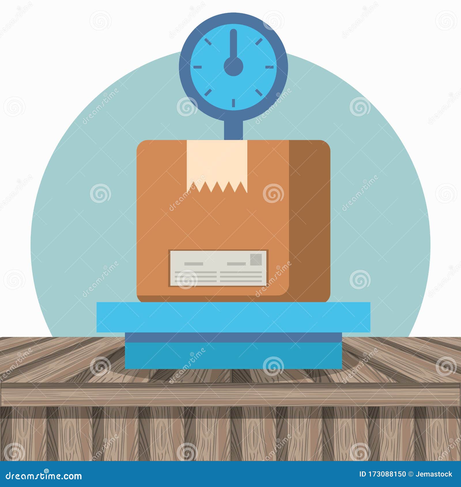 Balance with Box Carton Packing Postal Service Stock Vector ...