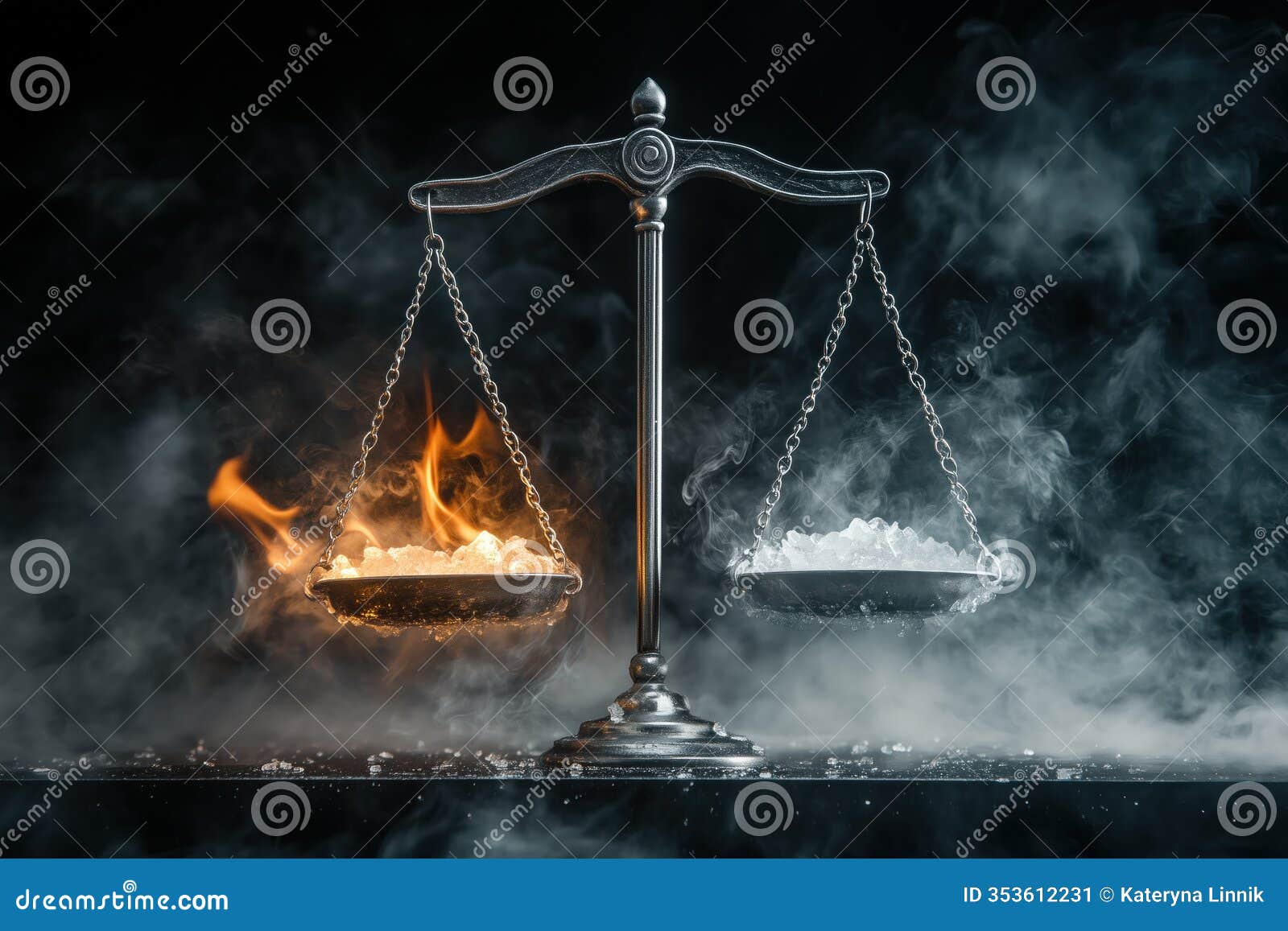 Balance Comparing Fire and Ice Representing Opposing Forces Stock Image ...