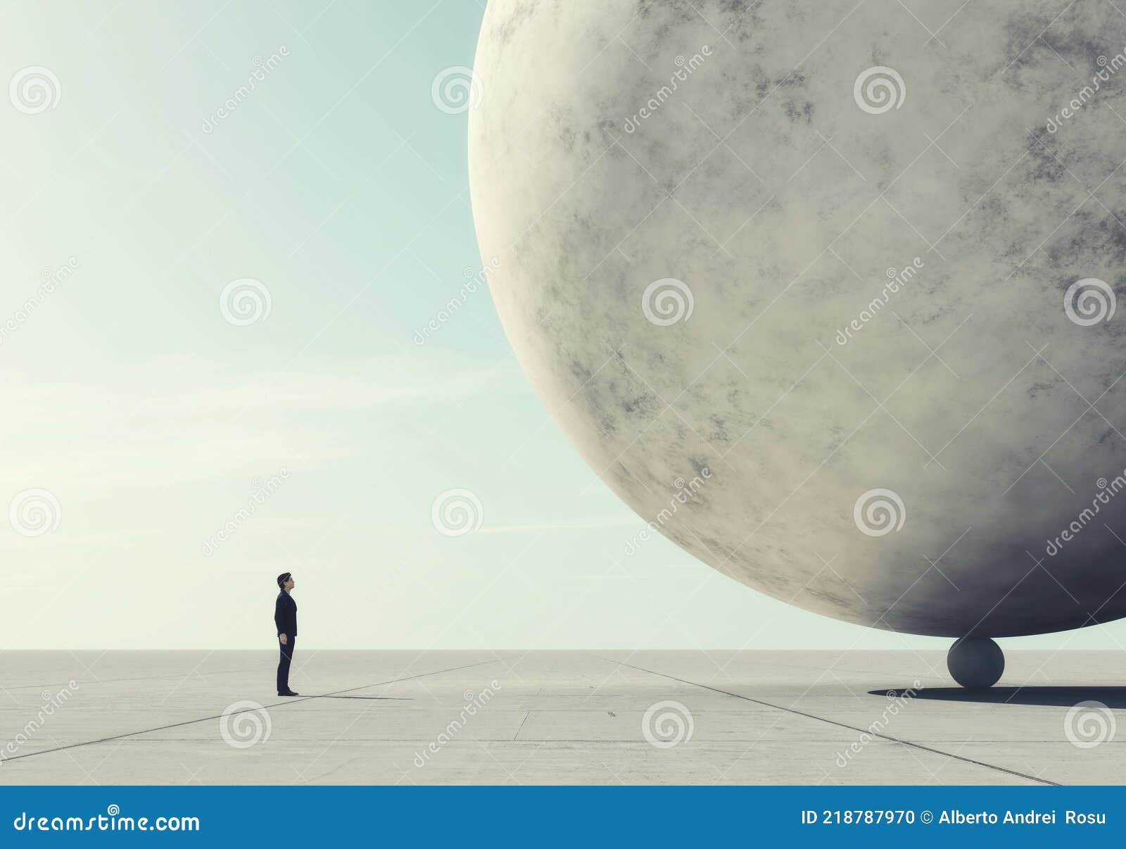 Big rock on small sphere . stock illustration. Illustration of crisis ...