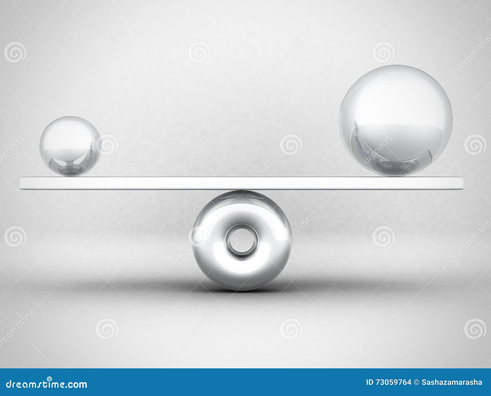 Balance Concept Big and Small Metallic Spheres Stock Illustration ...