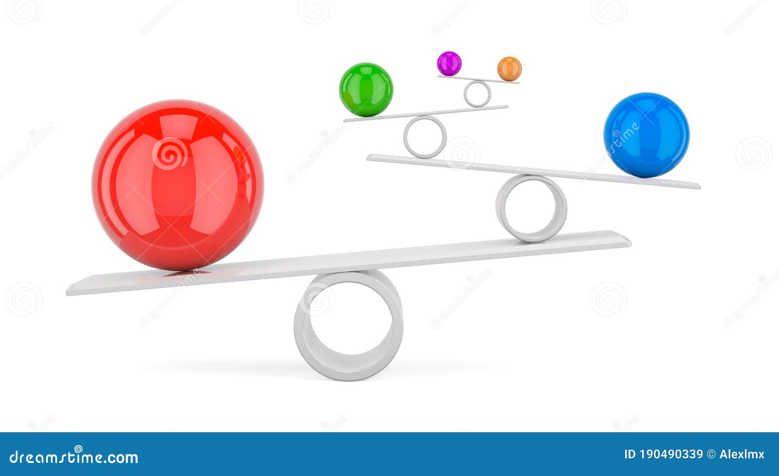 Balance Concept with Colored Spheres, 3D Rendering Stock Illustration ...