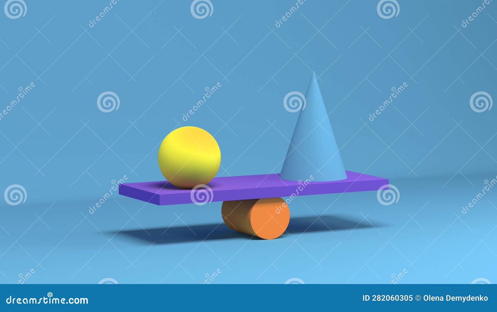 Balance of Different Geometric Shapes. 3d Visualization Stock ...