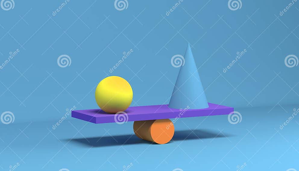 Balance of Different Geometric Shapes. 3d Visualization Stock ...