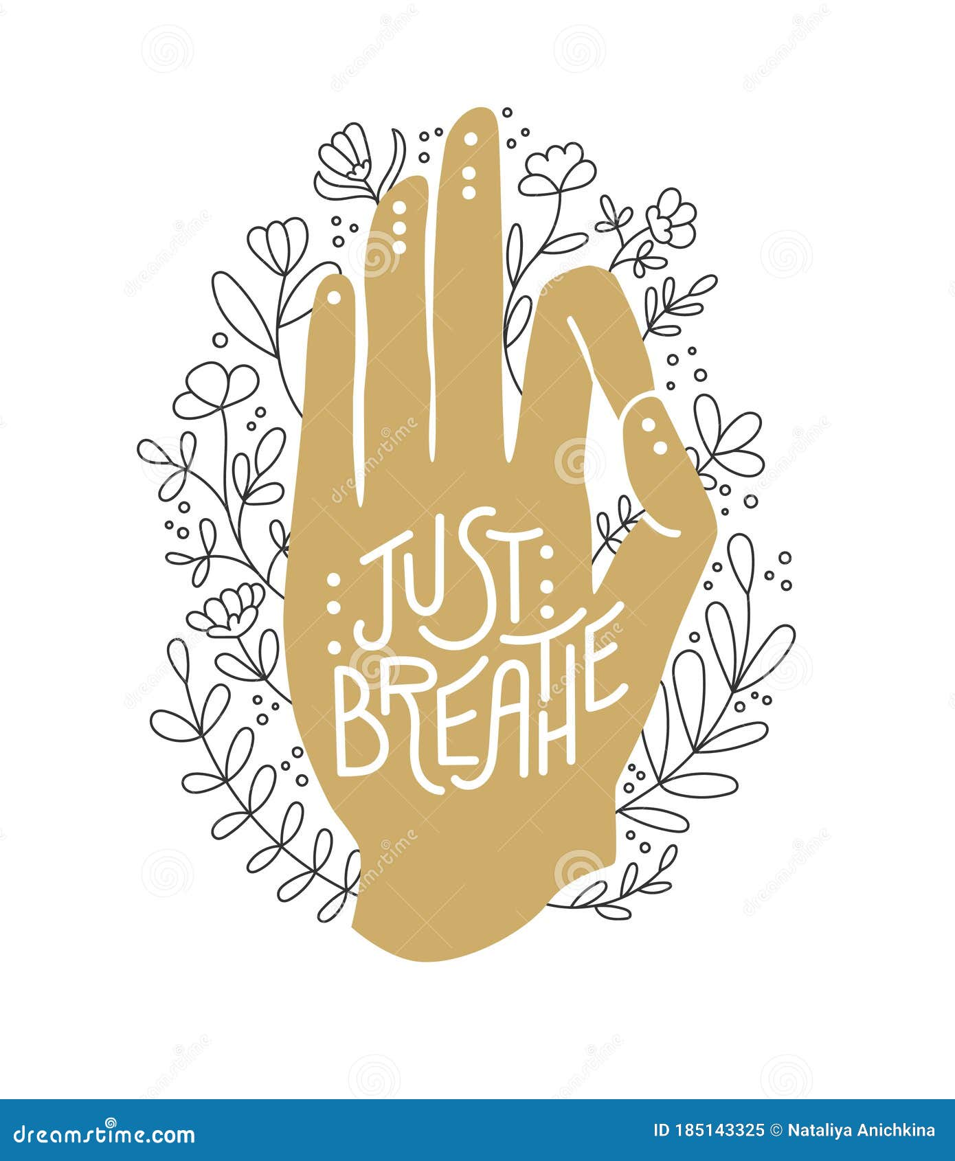JUST BREATHE Hand Lettering Banner With Watercolor Texture Stock ...