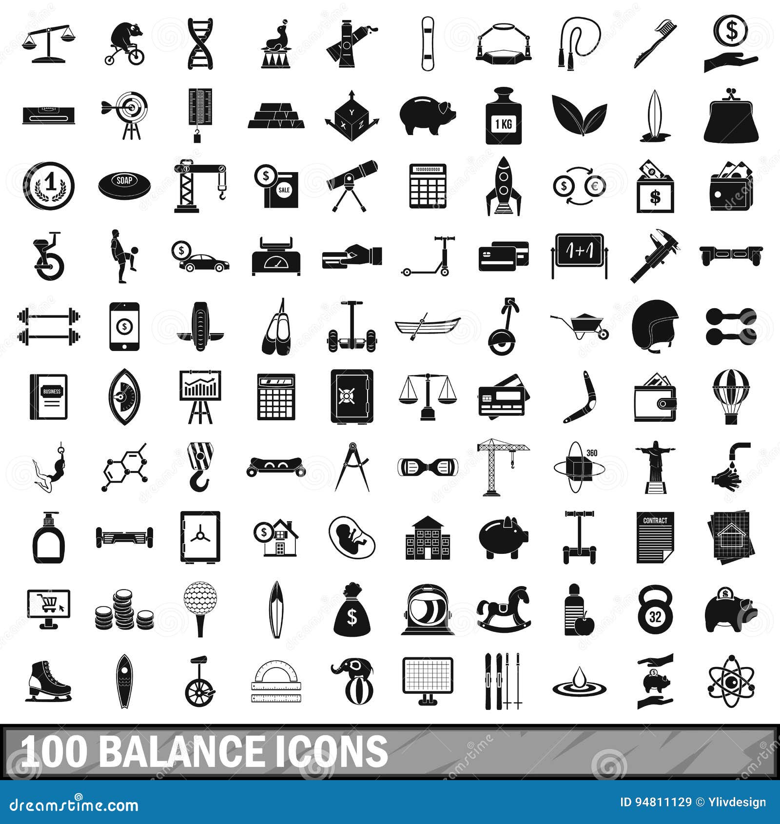 100 Balance Icons Set, Simple Style Stock Vector - Illustration of ...