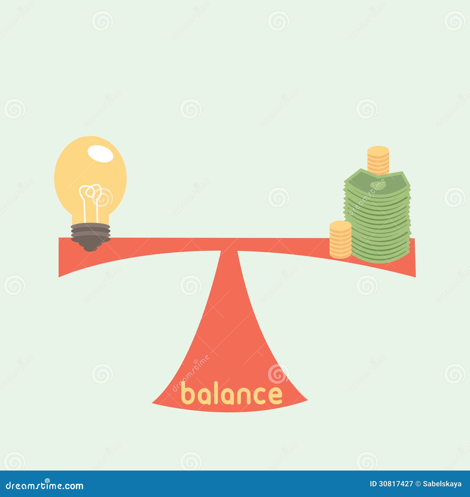 Balance between Idea and Money Stock Vector - Illustration of luxury ...