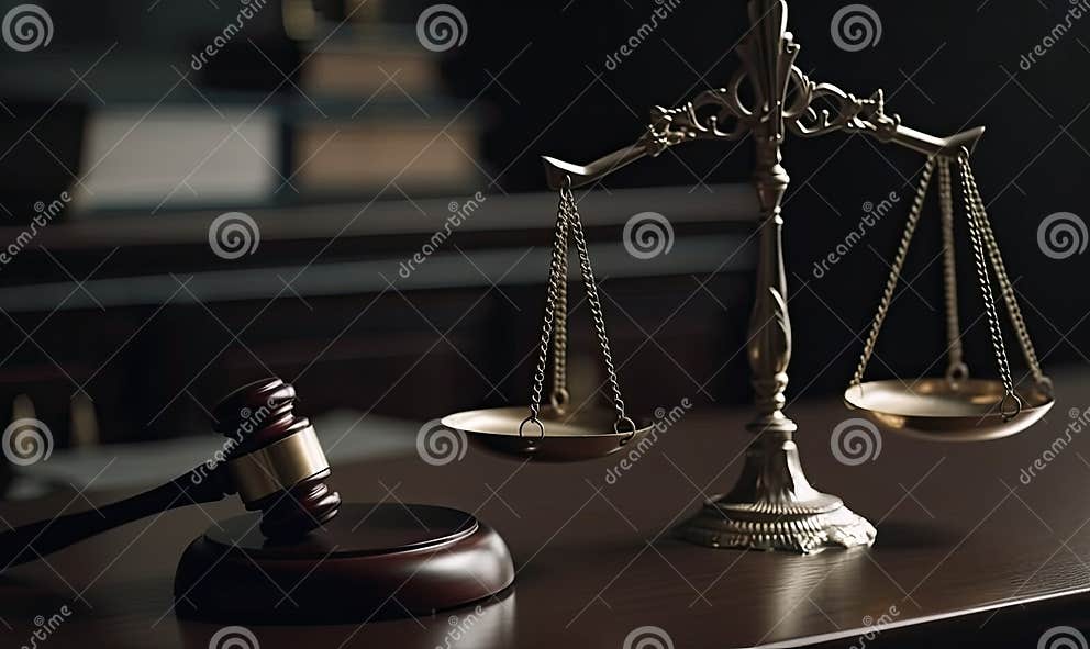 The Balance of Justice Gavel and Scales in Action Creating Using ...