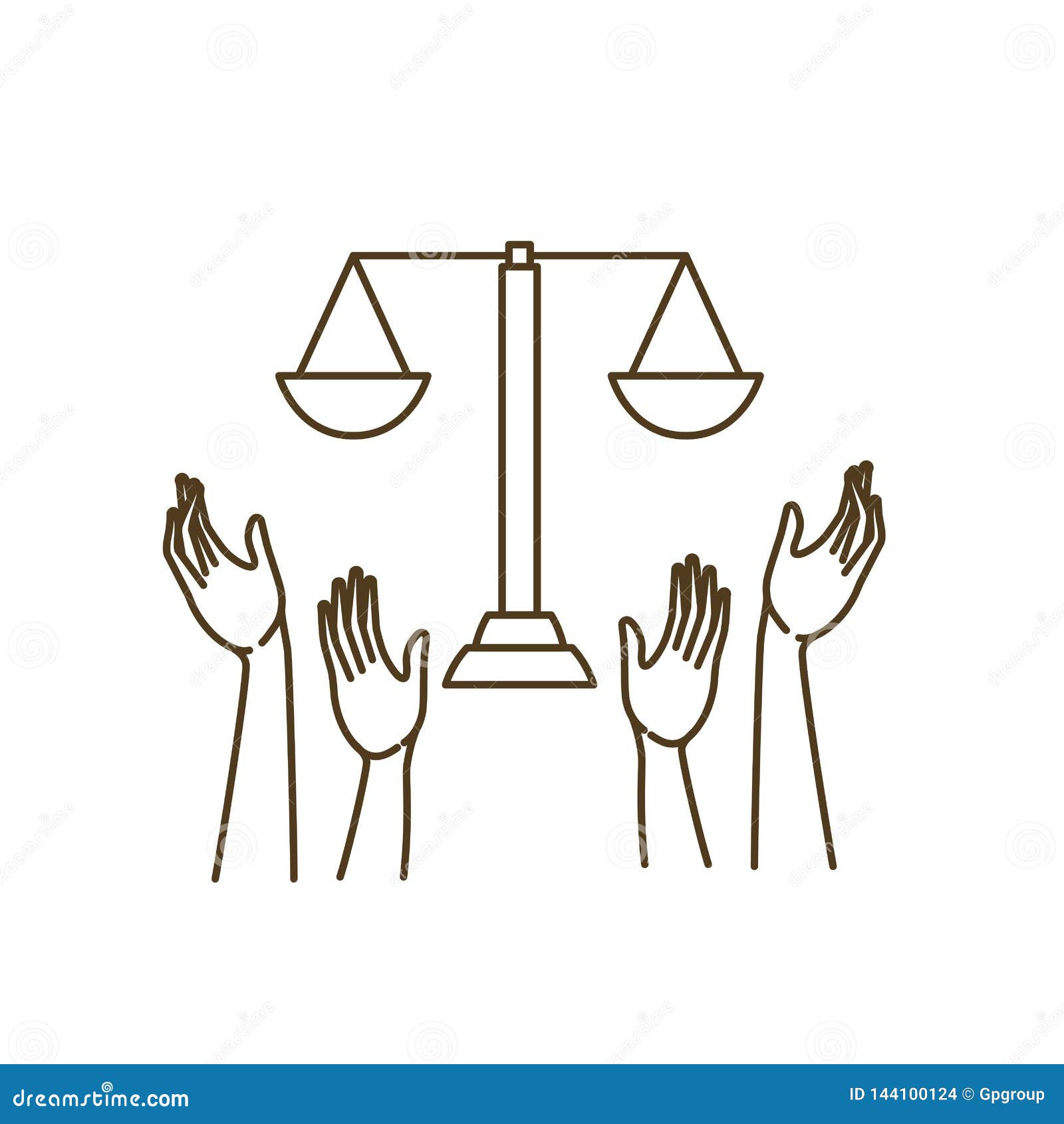 Balance of Justice and Hands Receiving Isolated Icon Stock Vector ...