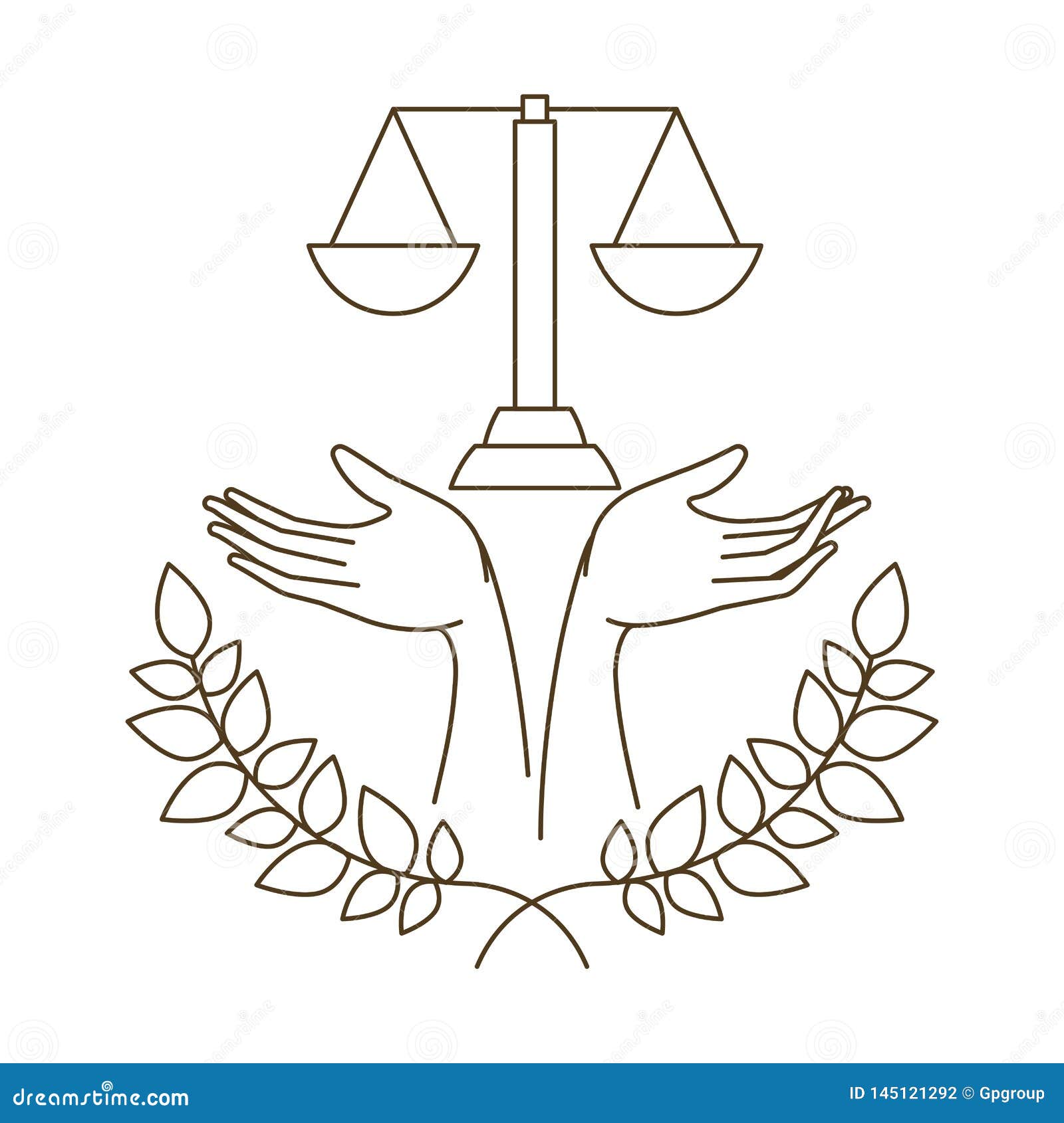 Balance of Justice with Tree Branch with Leaves Isolated Icon Stock ...