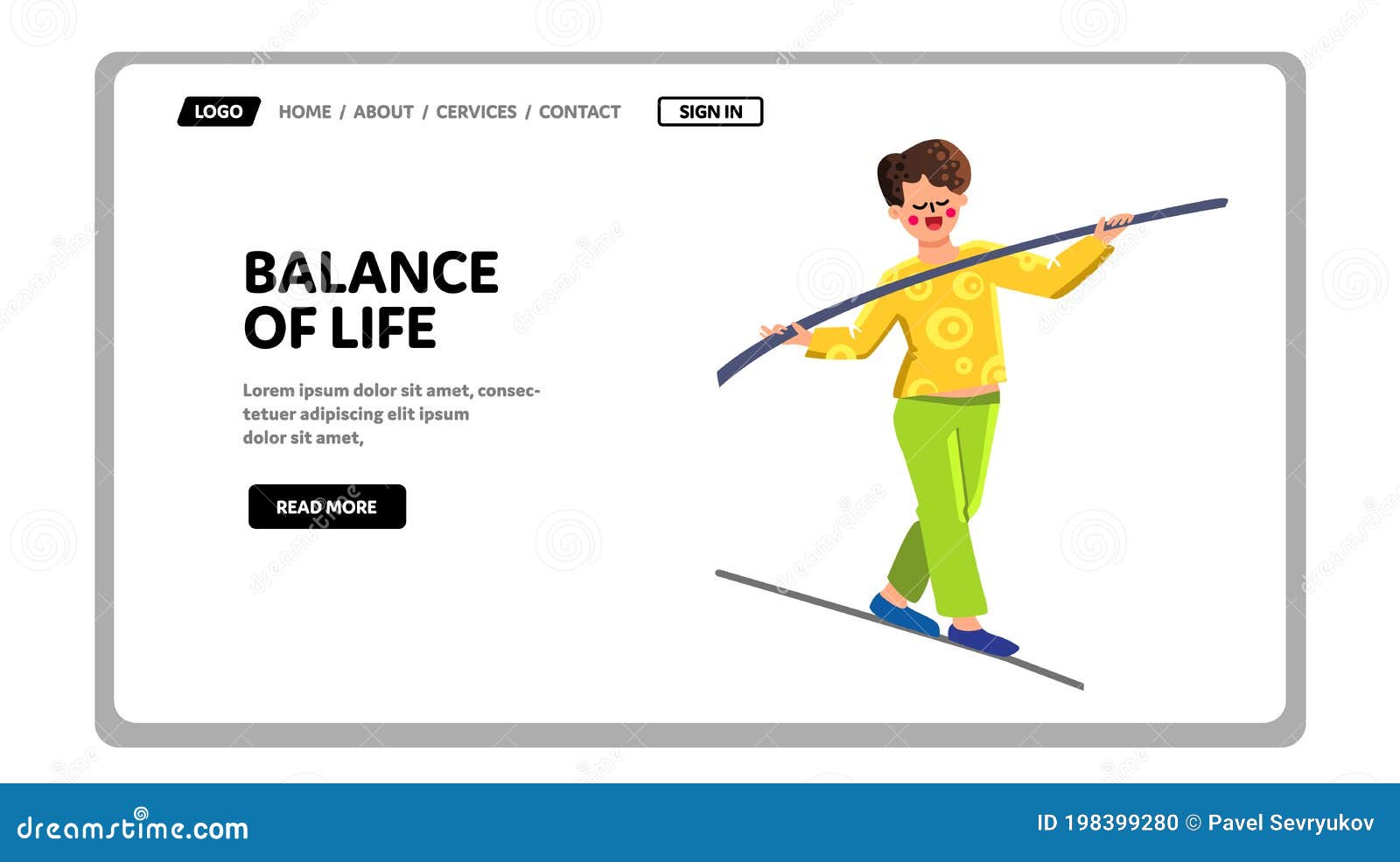Balance of Life Man Performer Exercising Vector Stock Vector ...