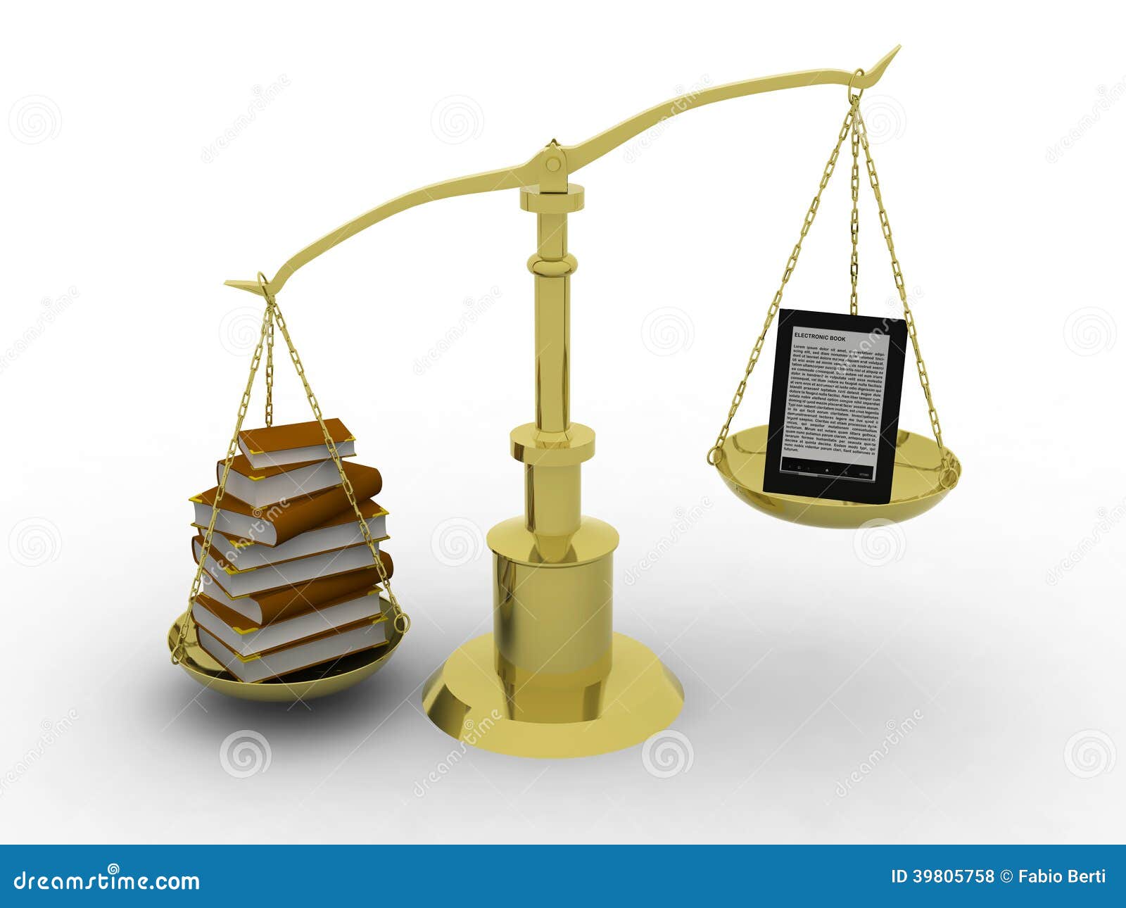 Balance between Many Books and E-reader Stock Illustration ...