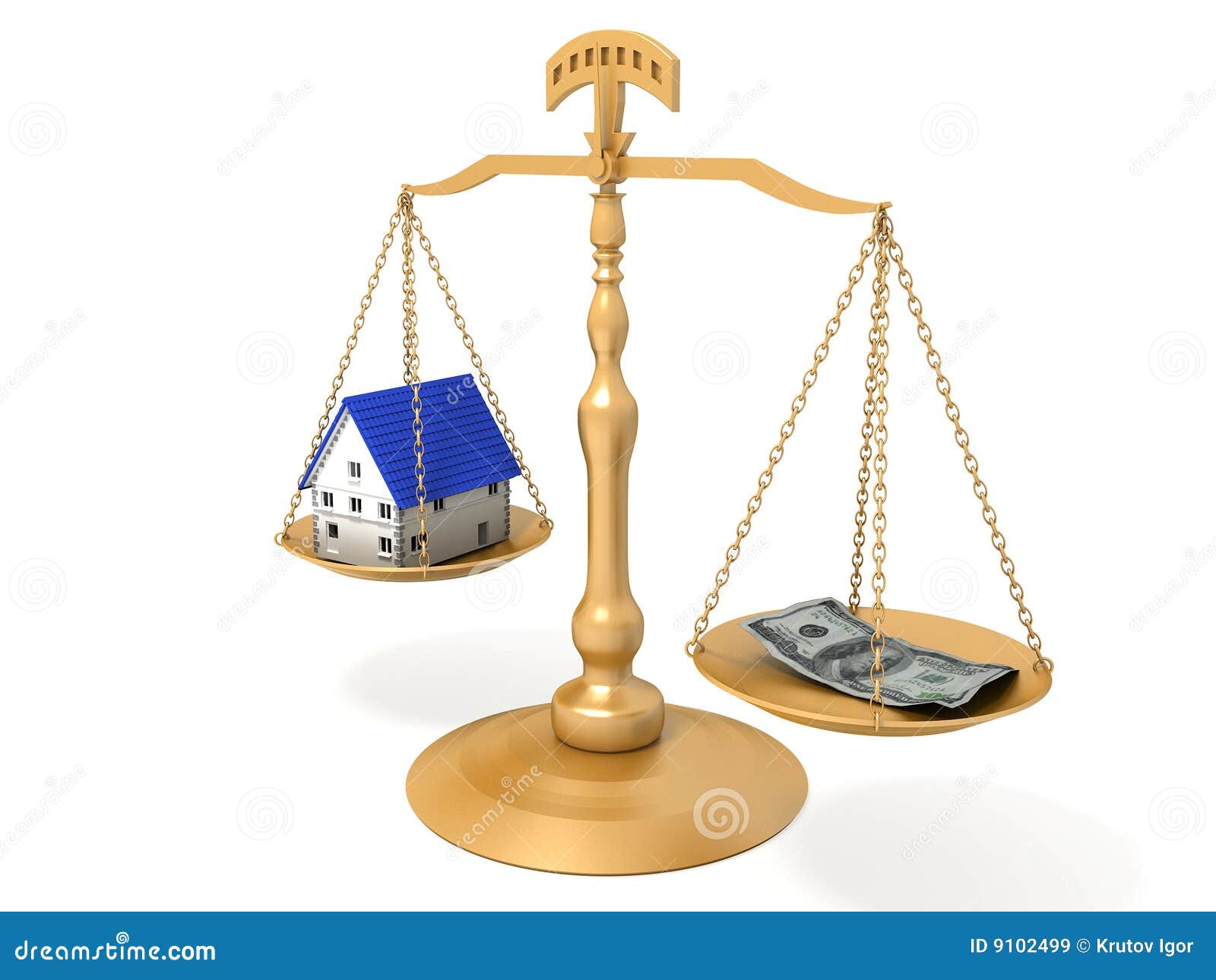 Balance money and house. stock illustration. Illustration of democracy ...