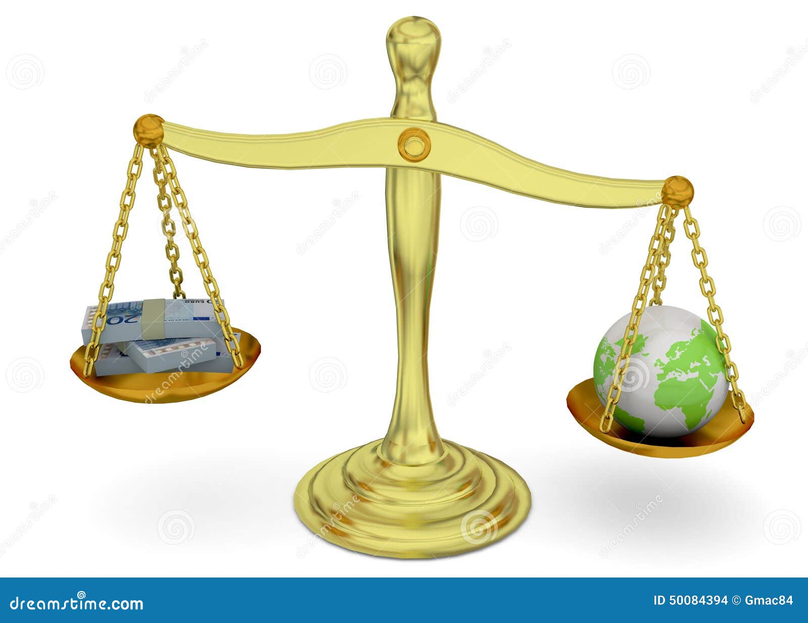 Balance, Money and World - 3D Stock Illustration - Illustration of ...