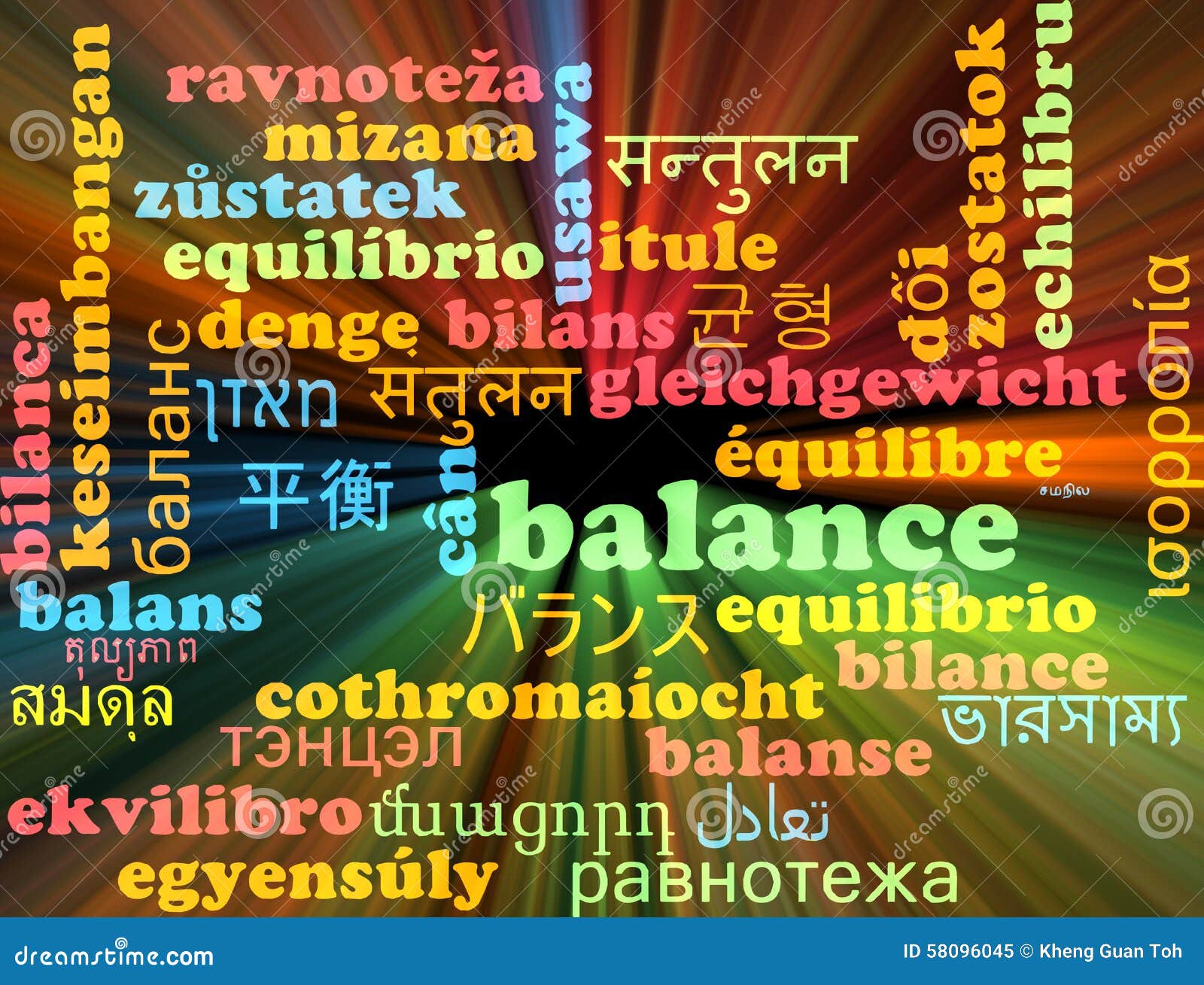Balance Multilanguage Wordcloud Background Concept Glowing Stock ...