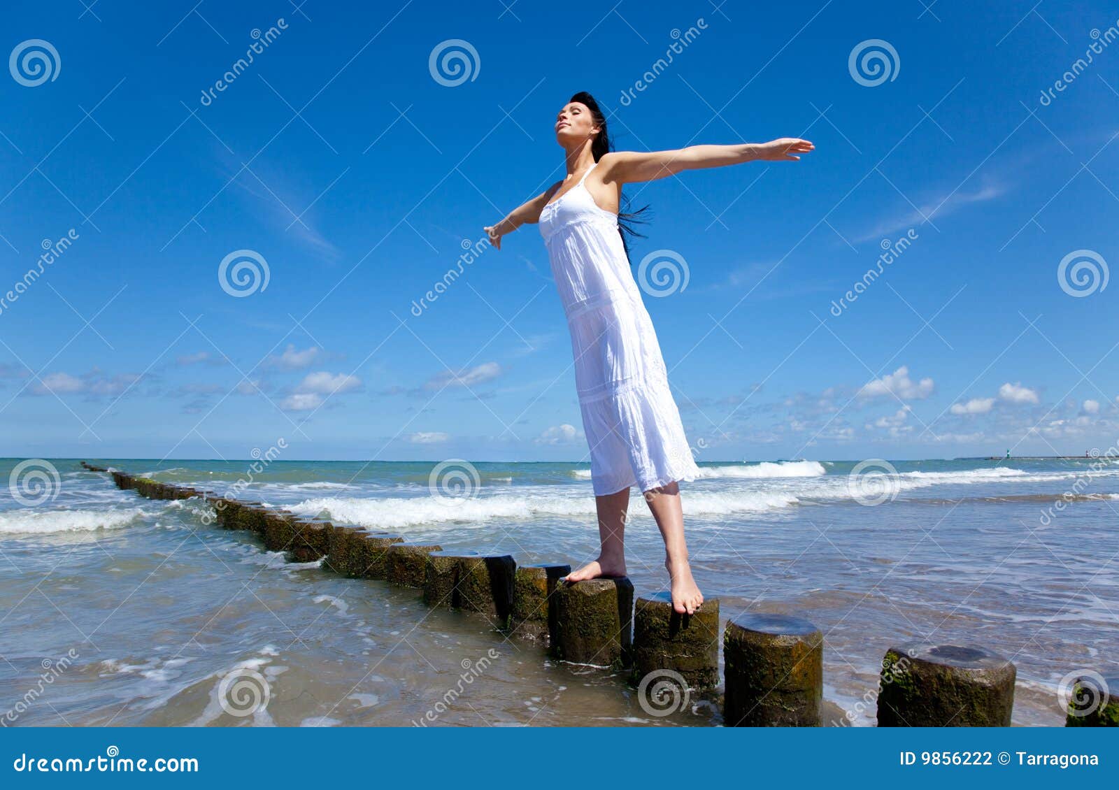 Balance on ocean stock photo. Image of coast, beauty, female - 9856222