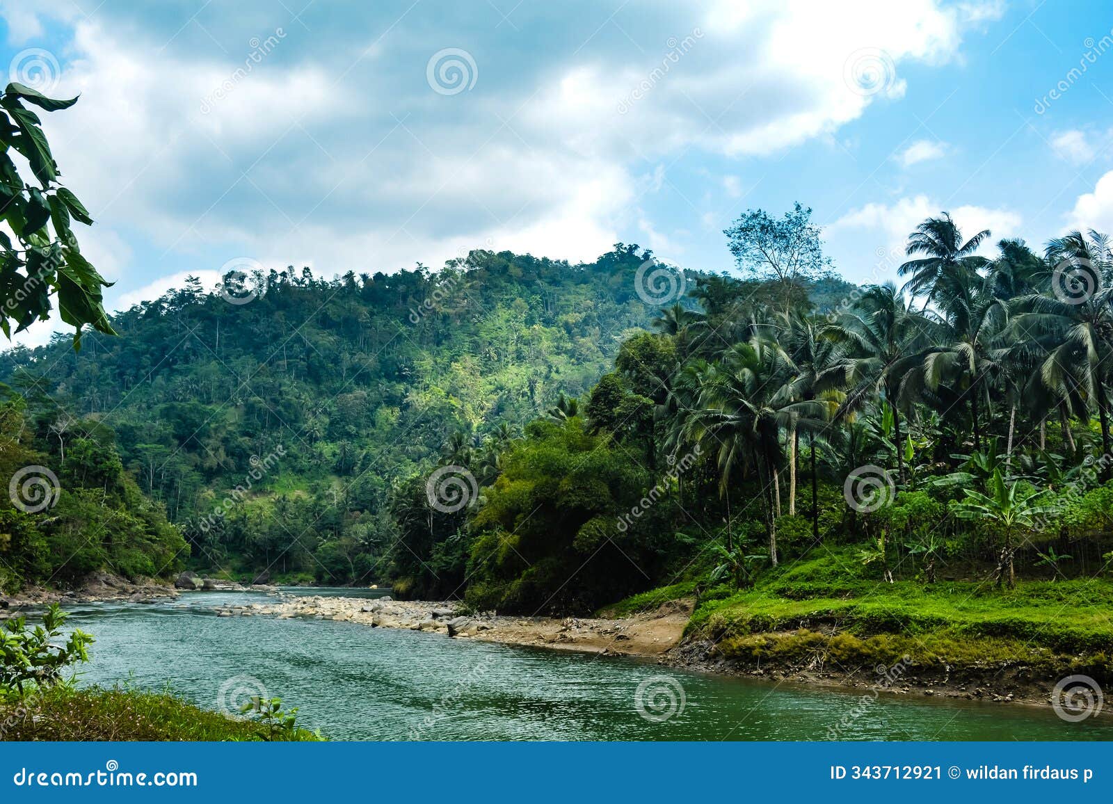 Balance between River Trees and Hills and Rocks Stock Image - Image of ...