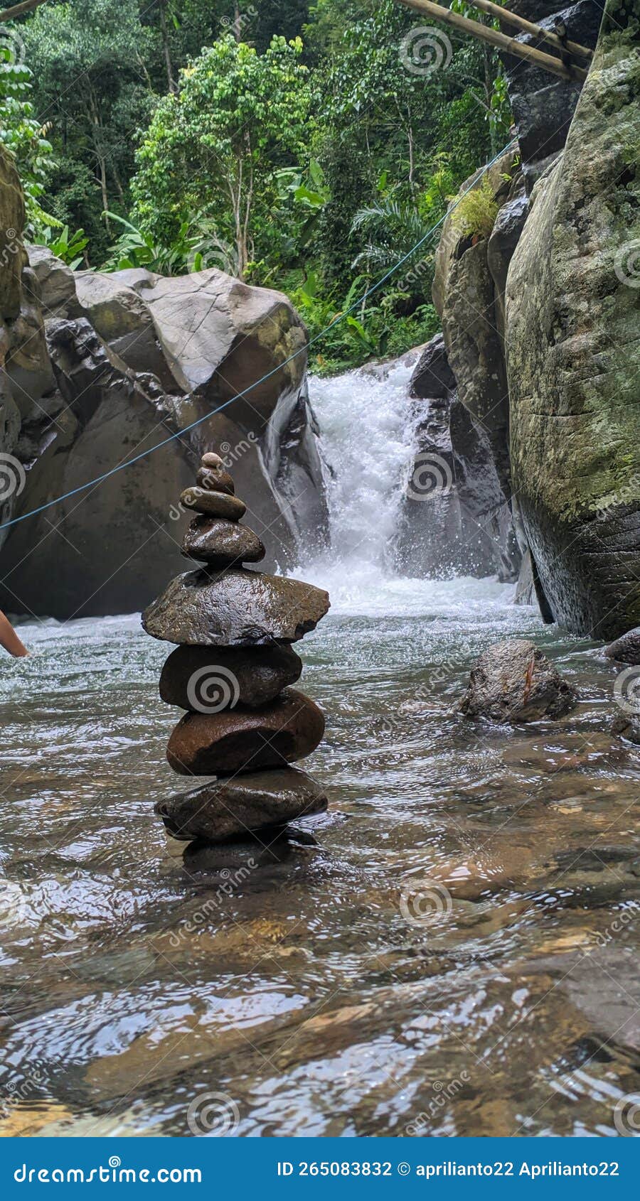Balance Rock in the Waterfall Stock Photo - Image of rock, geology ...