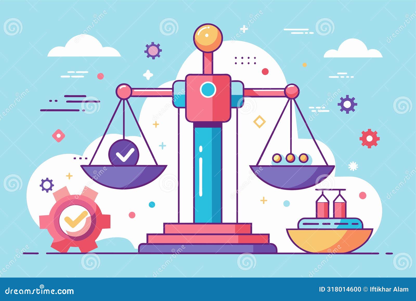 A Balance Scale with a Check Mark Symbolizing Successful Weighing ...