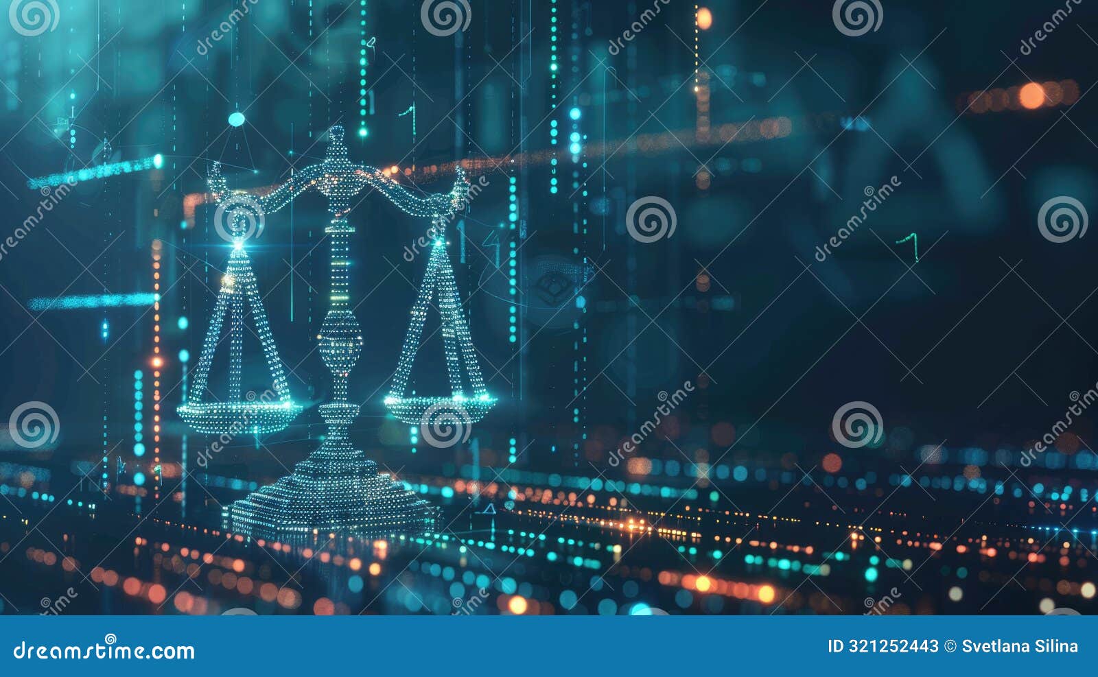 Balance Scale Formed by Binary Code Highlighting AI Ethics and the ...