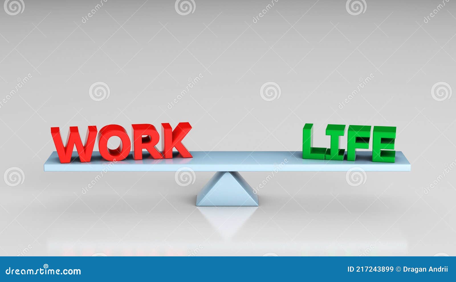 Balance on the Scales between Work and Life. 3d Render Stock ...