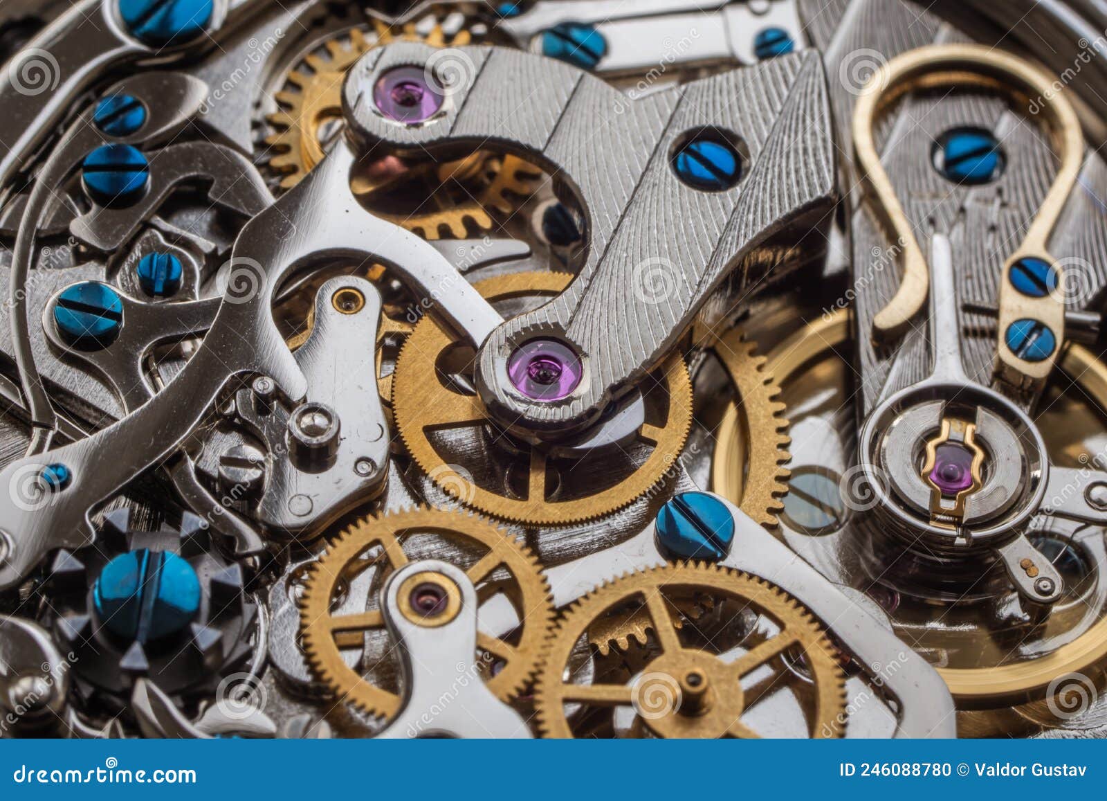Balance and Spring on Chronograph Mechanical Watch Movement Stock Photo ...