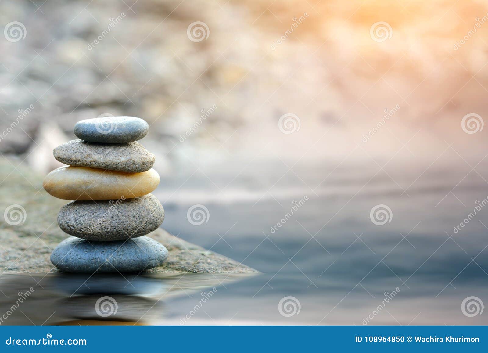 Balance Stone with Spa on River Stock Photo - Image of stability, relax ...
