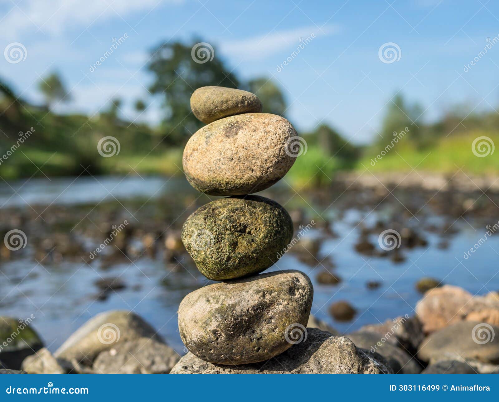 Balance stones by a river stock image. Image of tranquility - 303116499