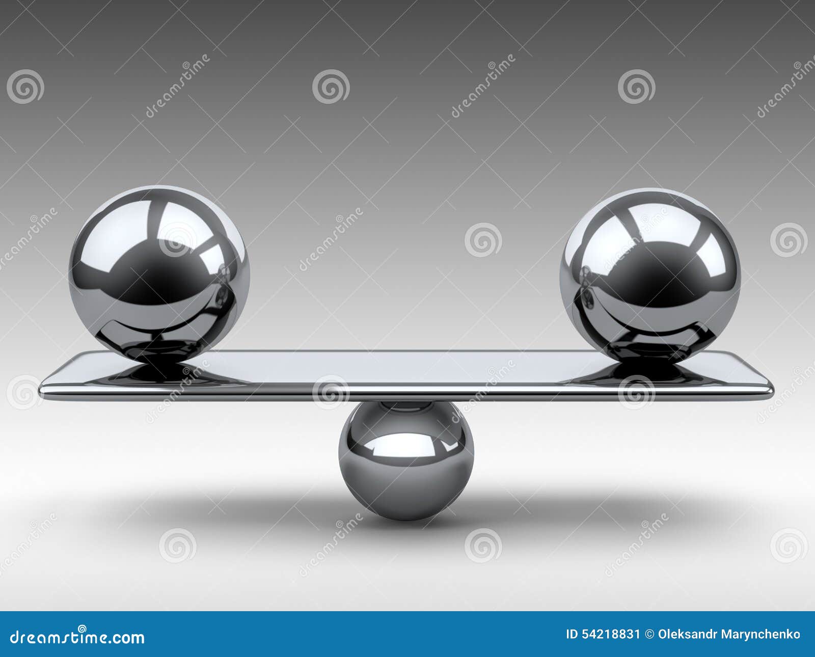 Balance between Two Large Metallic Spheres. Stock Illustration ...