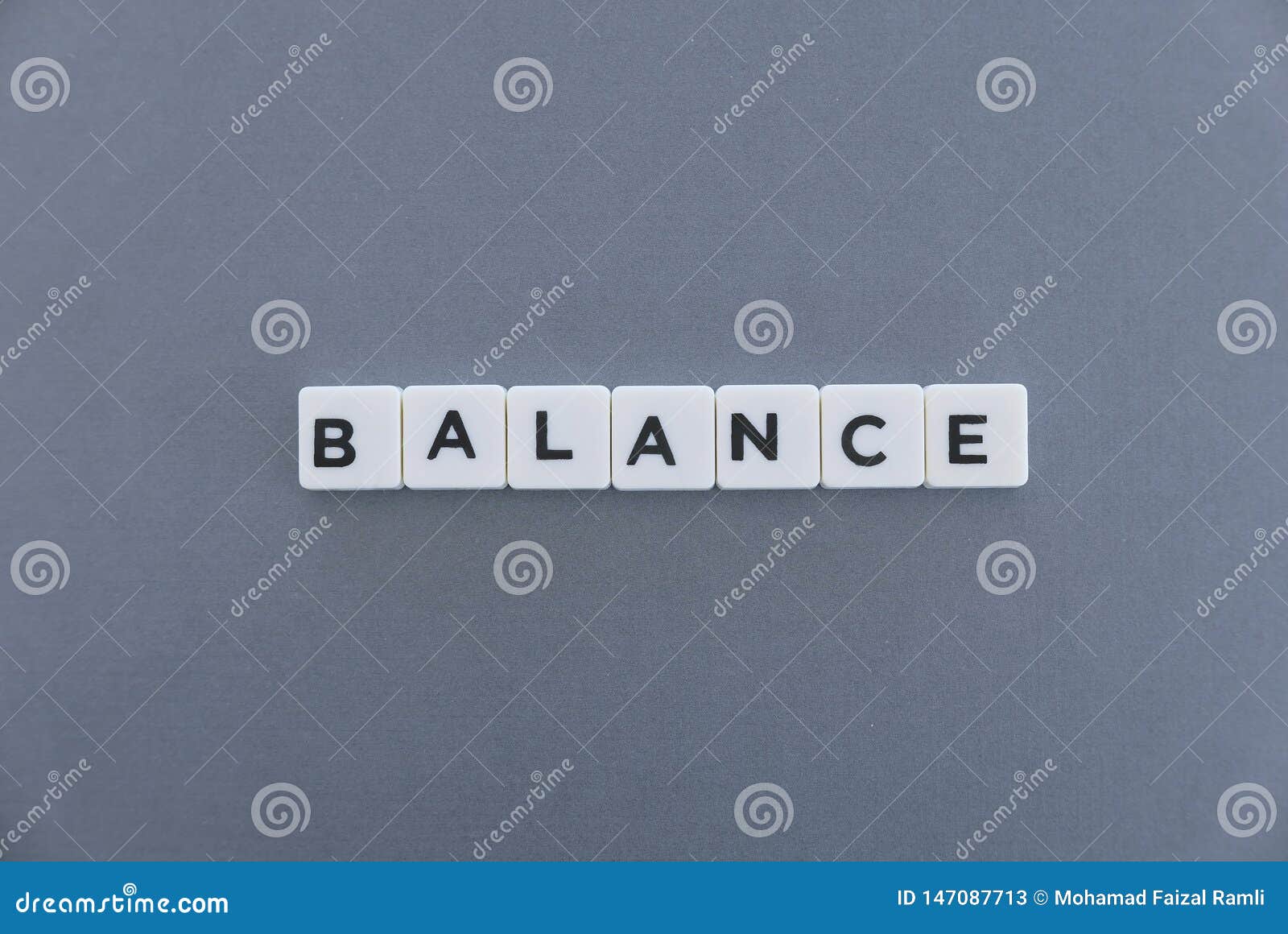 Balance Word Made of Square Letter Word on Grey Background Stock Image ...