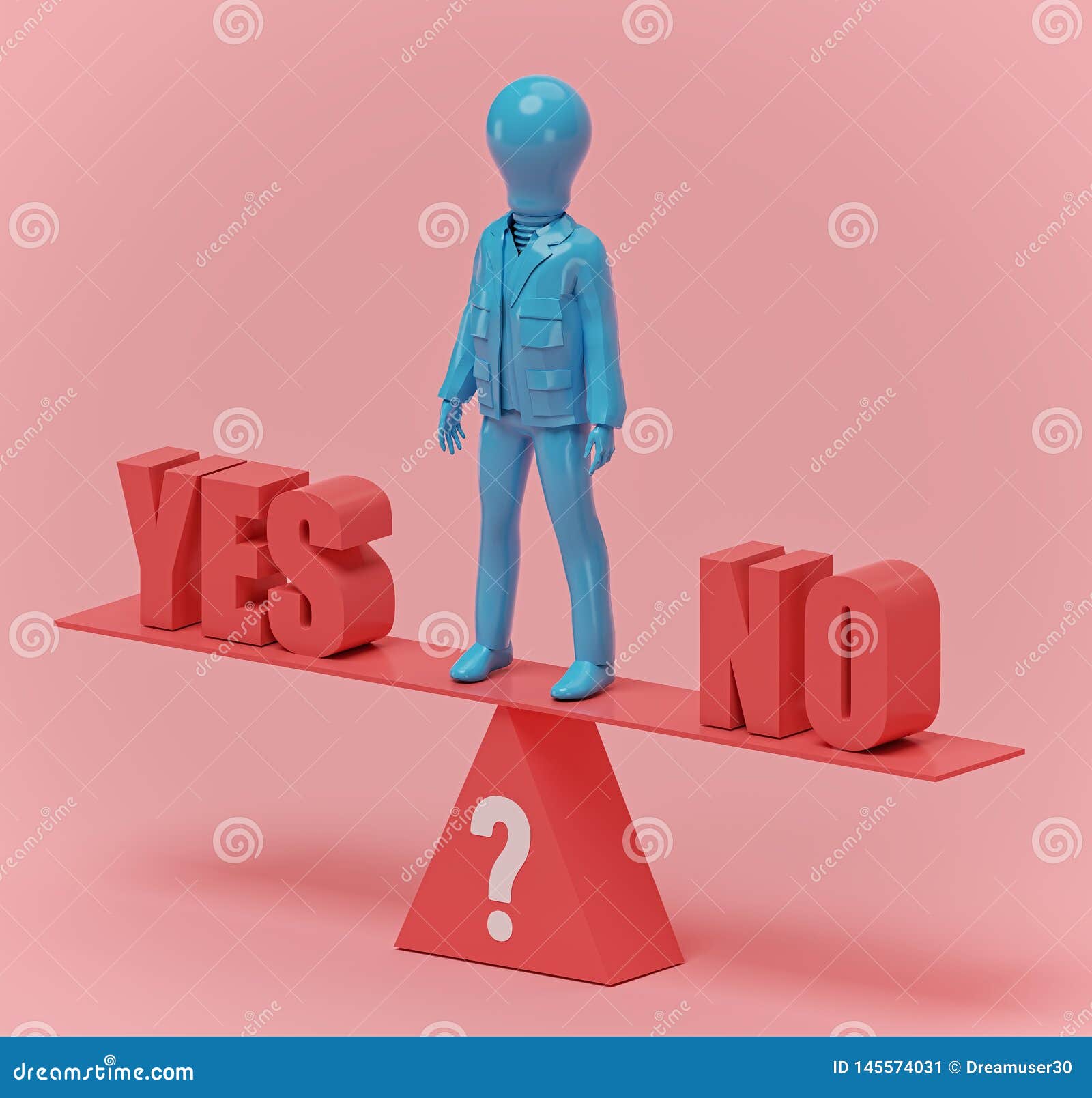 Balance between Yes and No, 3d Rendering Stock Illustration ...