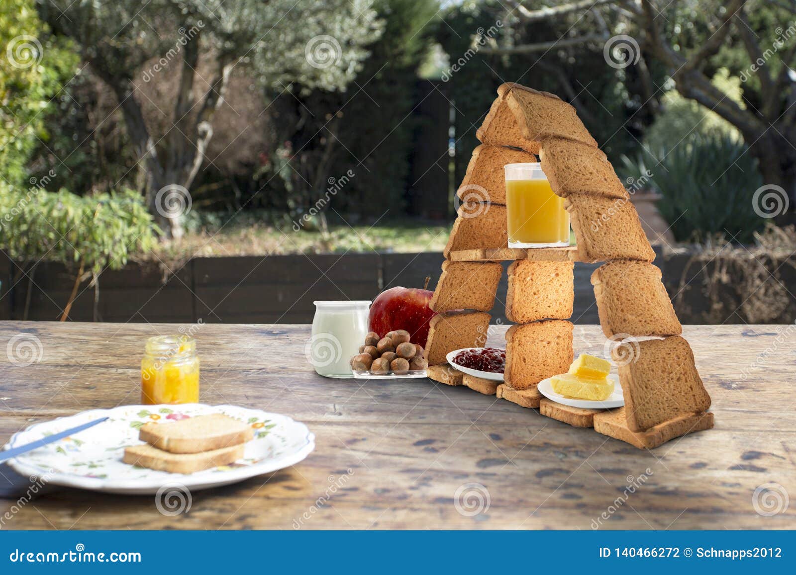 Balanced Breakfast with a Pyramid of Rusks Stock Photo - Image of detox ...