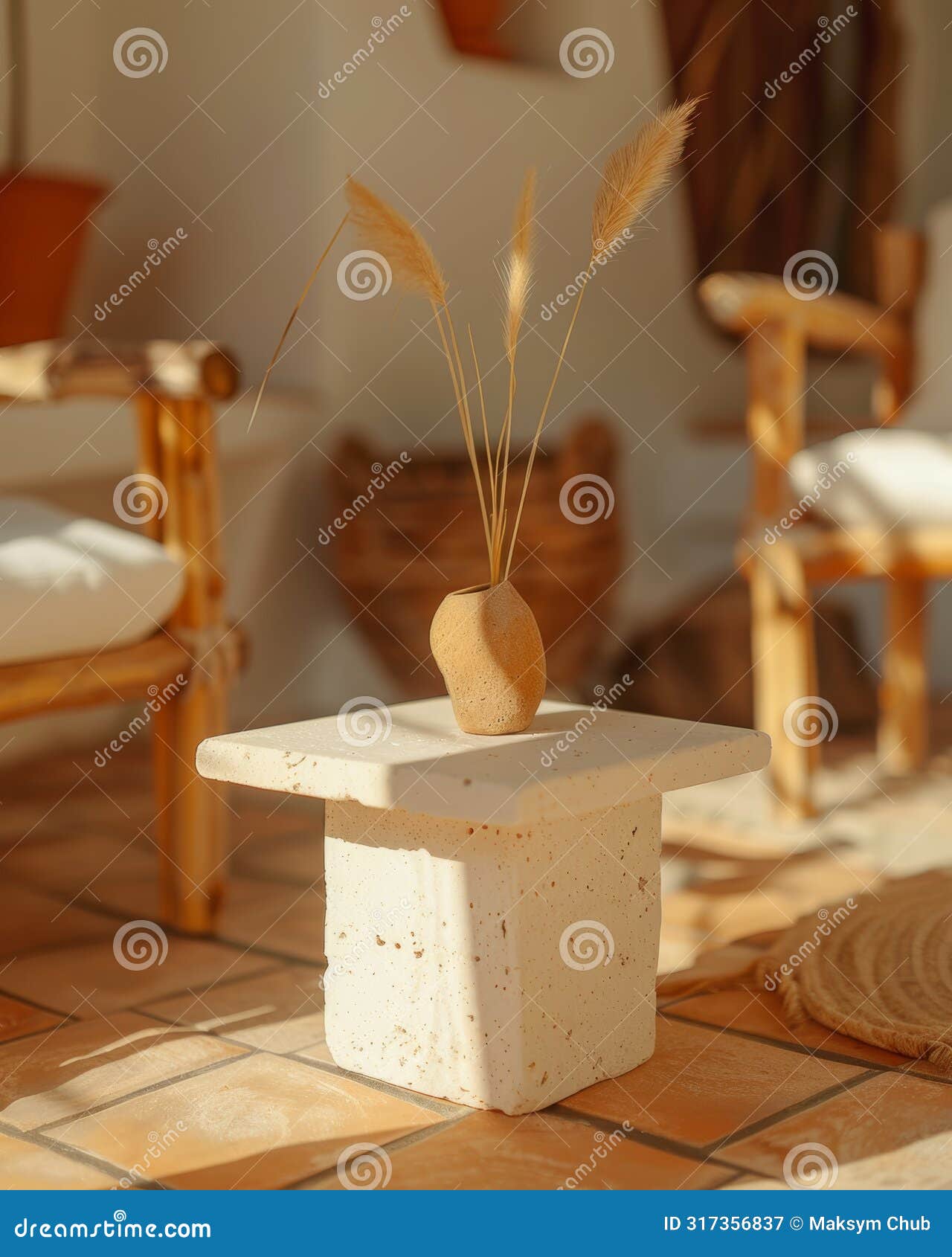 Balanced Composition Coffee Table Positioned Between White Sofa And ...