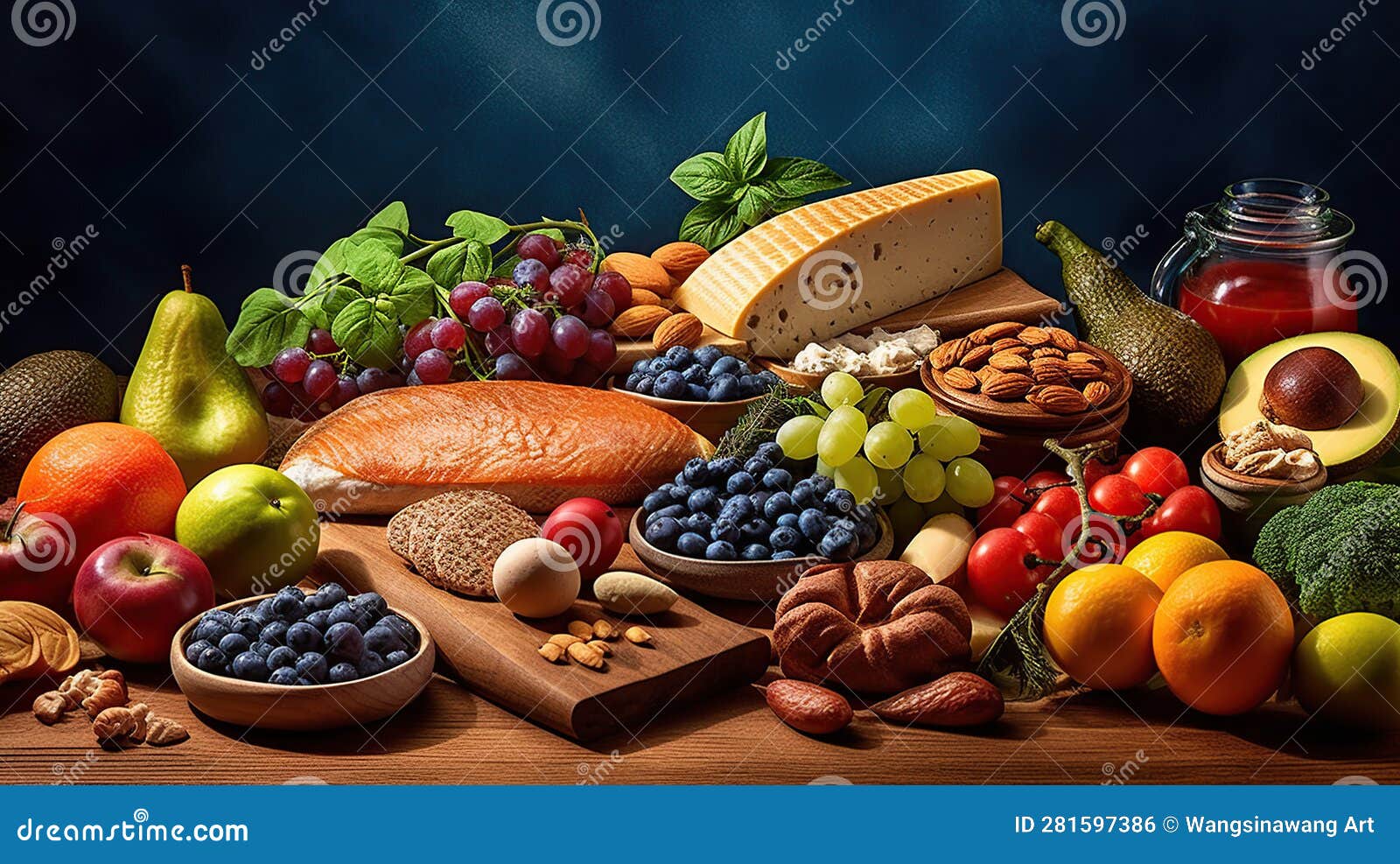 Balanced Diet Food Background. Generative AI Stock Illustration ...